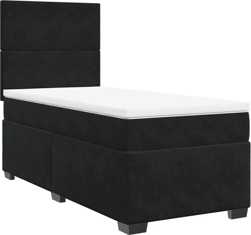Box spring postel s matrací černá 90x190 cm samet 3290782