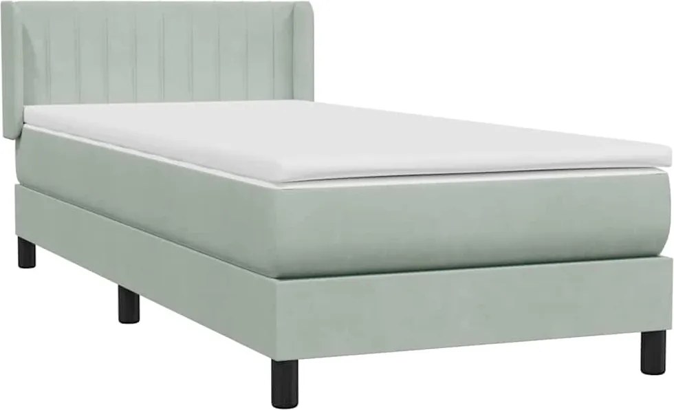 Box Spring Postel s matrací Světle šedá 90x220 cm Samet 3318309