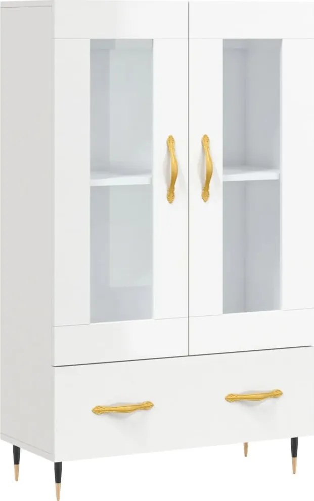 vidaXL Skříň highboard 69,5 x 31 x 115 cm kompozitní dřevo [828278] Barva: bílá s vysokým leskem