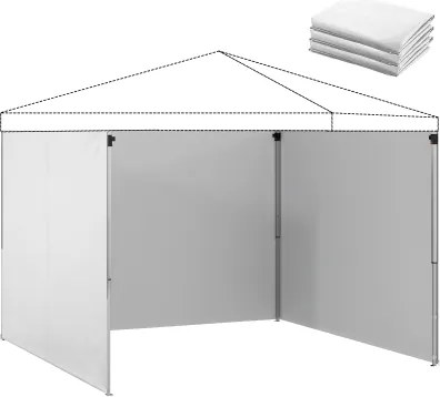 Outsunny 3 boční stěny pro pavilony 3x3 m 300x200 cm, náhradní boční stěny z oxfordské tkaniny se zipem, bílé