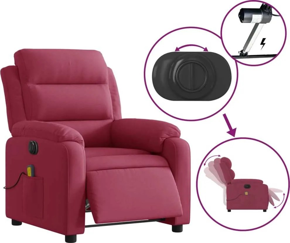 vidaXL Elektrické masážní polohovací křeslo samet [3205081] Barva: světle zelená