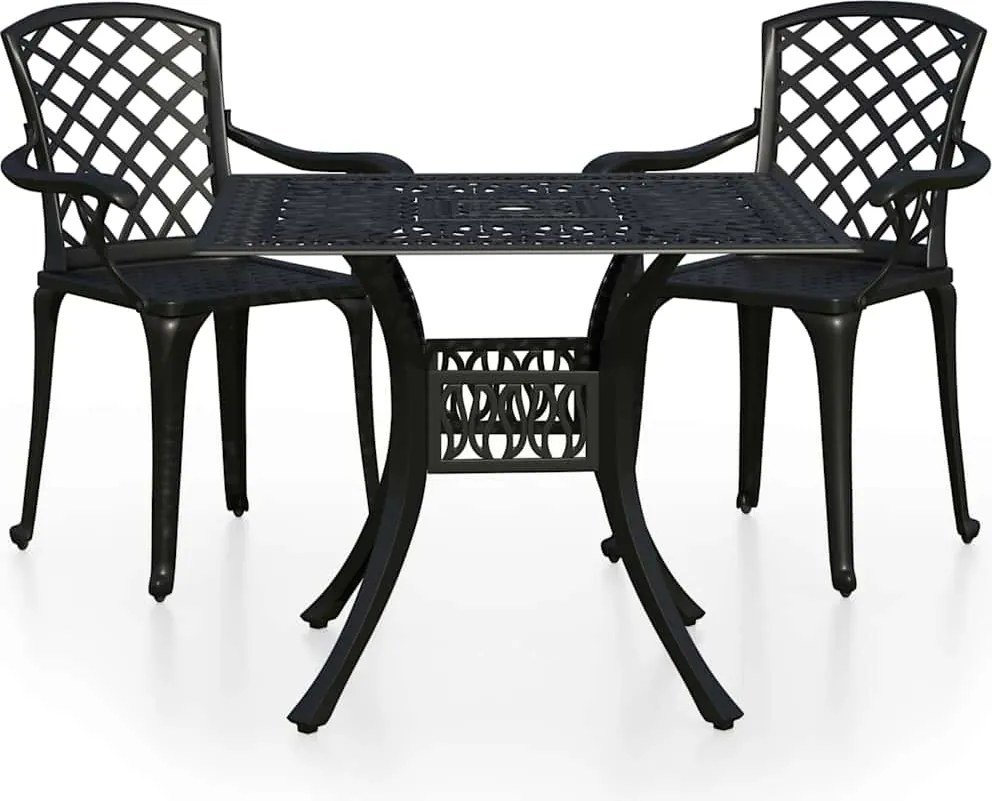 3dílný bistro set litý hliník černý 3070587