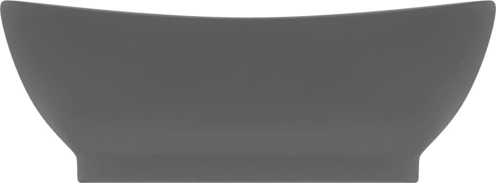 vidaXL Luxusní umyvadlo přepad oválné matné světle šedé 58,5 x 39 cm [146939] Barva: matte cream