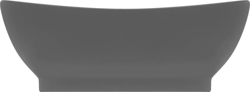 vidaXL Luxusní umyvadlo přepad oválné matné světle šedé 58,5 x 39 cm [146939] Barva: matte light grey