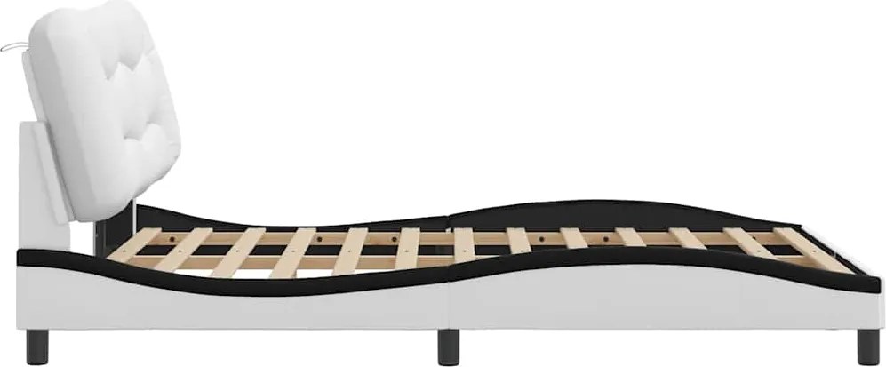 Rám postele bez matrace Hvar bílý a černý 140 x 190 cm umělá kůže 3208001