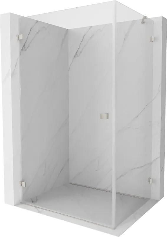 Mexen Lunar-B, výklopný sprchový kout levý 75 x 70 cm, 8mm čiré sklo, ocelový profil, 832-075-070-97-00-L