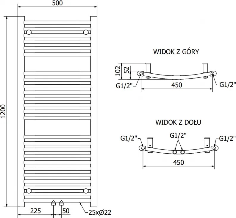 Mexen Ares, elektrické topné těleso 1200x500 mm, + topná tyč 500 W, bílá, W102-1200-500-6500-20