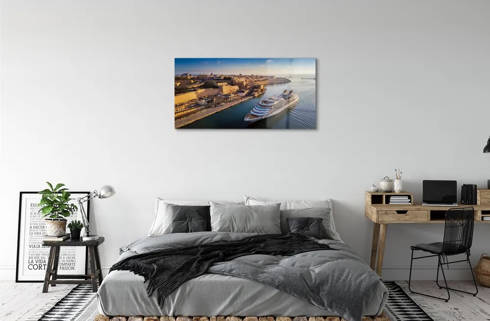 akrylový obraz Loď sea city sky 100x50 cm
