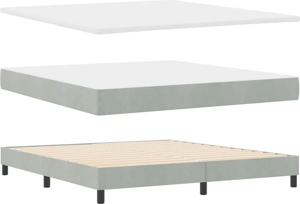 Postel s boxspringem s čelo Světle šedá 200 x 180 cm samet 3341480
