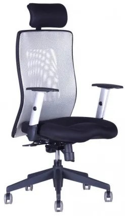 Office Pro Kancelářská židle CALYPSO XL Hlavová opěrka s pevnou hlavovou opěrkou Čalounění OFFICE PRO  Šedý opěrák / černý sedák