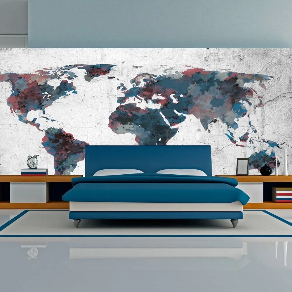 Fototapeta XXL - World map on the wall - 550x270