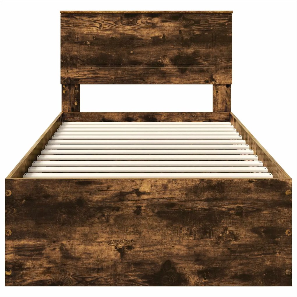 Rám postele s čelo Kouřový dub 75 x 190 cm Kompozitní dřevo 3408722