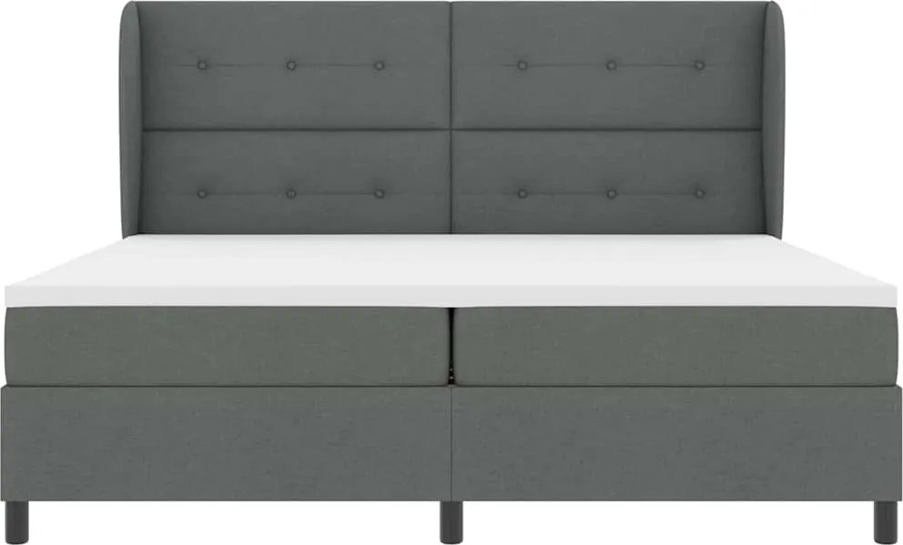 Postel s boxspringem s čelo Tmavě šedá 200 x 200 cm textil 3340586