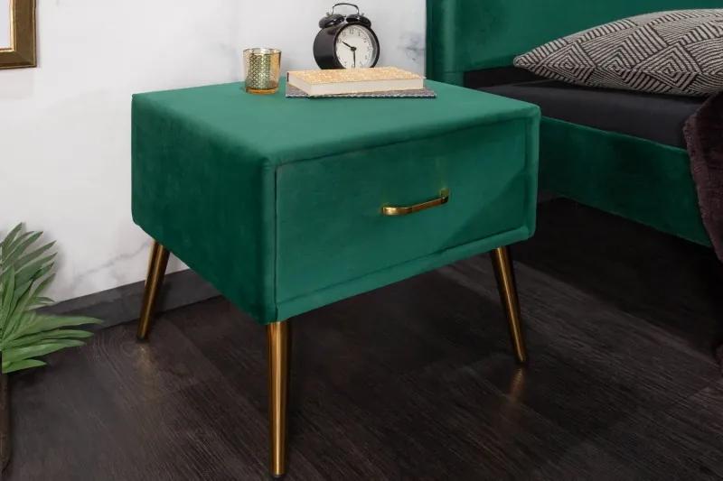 Noble Home Smaragdový sametový noční stolek Famous