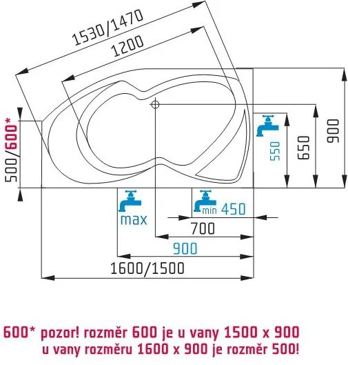 Santech Fontána rohová vana 160 x 90 levá SAFON160L