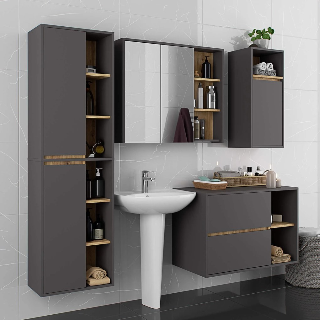 Závěsná koupelnová skříňka se zrcadlem VAMI 90 cm - výběr z 5 provedení