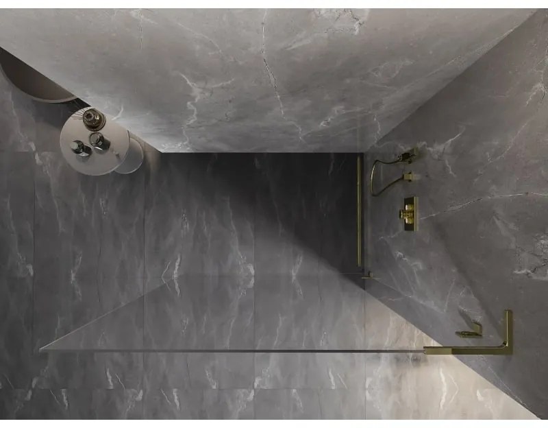 Mexen, Mexen Lunar L sprchová stěna pravá 60 x 200 cm, průhledná 8 mm, zlatá - 830L-060-000-50-00-P
