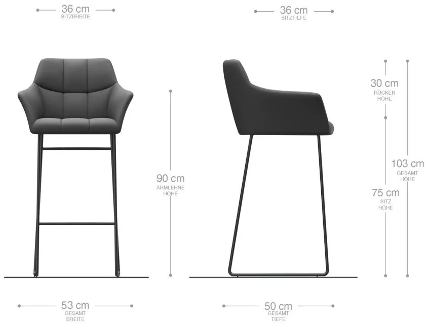 Barová židle Yulo-Flex pravá kůže černý kovová podnož