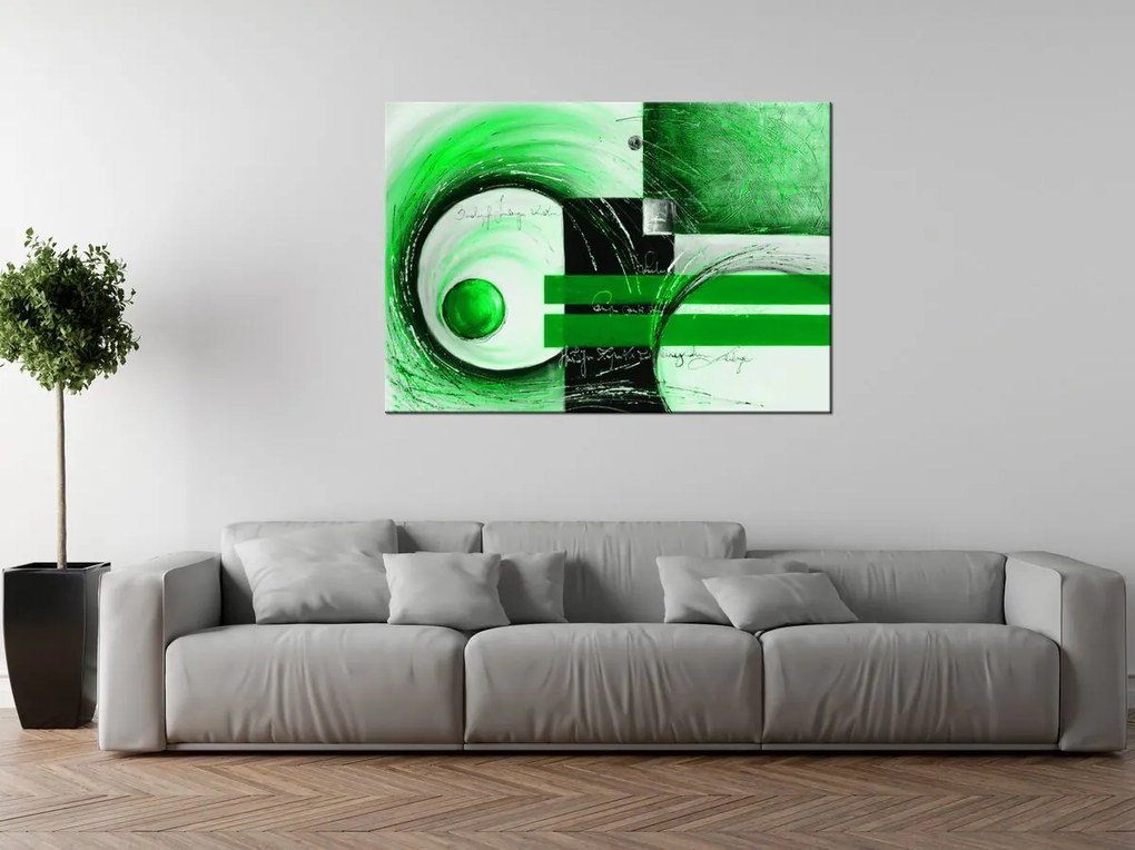 Gario Ručně malovaný obraz Zelené tvary Rozměry: 100 x 70 cm