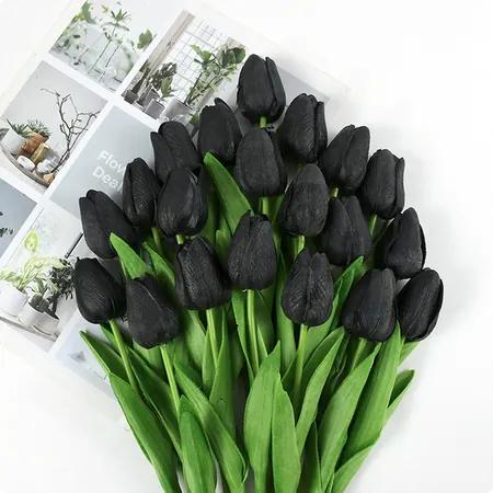 Bytová dekorace - kytice umělých tulipánů Balení: 5 ks, Barvy: K21 ČERNÁ