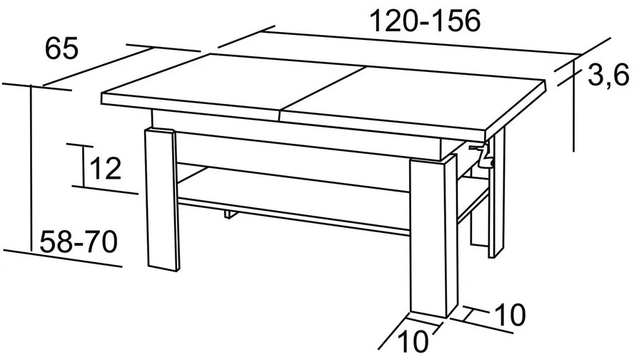 Konferenční stůl Radim 65×120-156 olše