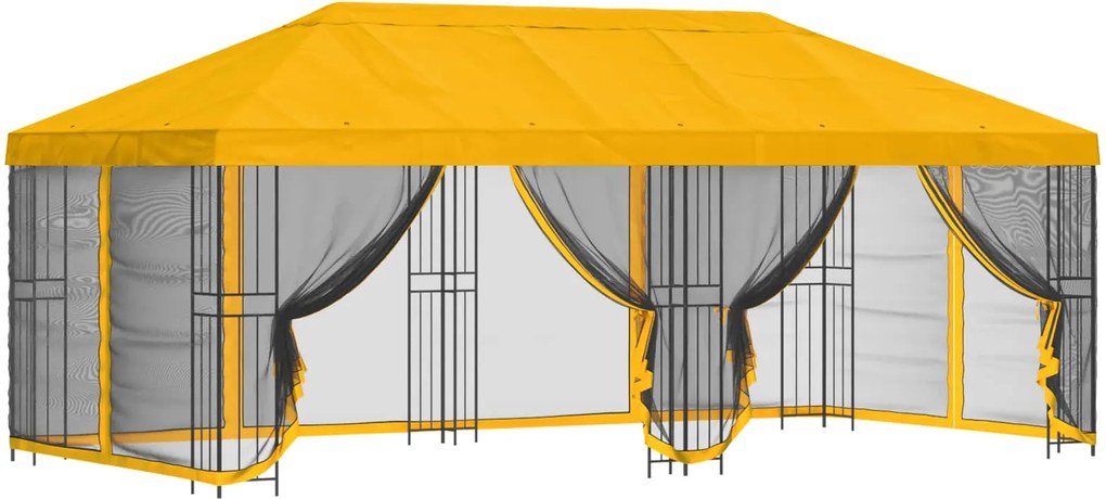 Altán s bočními stěnami 6 x 3 m Žlutá Polyester a ocel 190 gsm 3376001