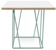 TH Konferenční stolek  LOWER 50 x 40 cm (Bílá (mat) s překližkovými hranami a zelenou ocelí)
