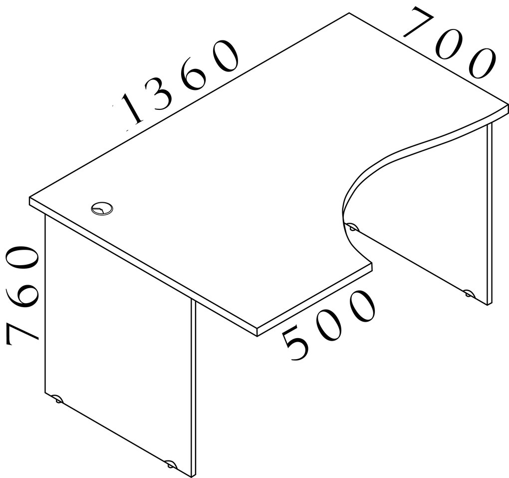 NABYTEK-DESIGNOVY.CZ - BKA19 11 - Kancelářský rohový stůl levý Komfort, dřevěná podnož, 140x70/100x76 cm, buk