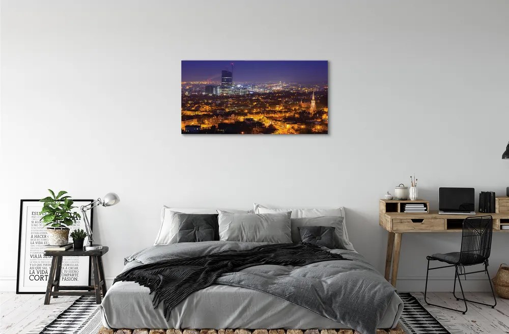 Obrazy na plátně Gdańsk Město noční panorama 100x50 cm