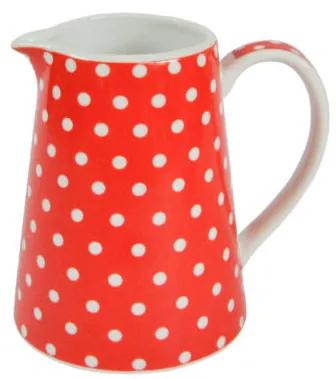 Porcelánový džbán na mléko červený s puntíky 170 ml