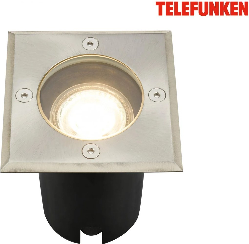 TF 322802TF TELEFUNKEN venkovní svítidlo do země, vodotěsné IP67, tvrzené sklo, GU10 patice, hranaté - BRILONER