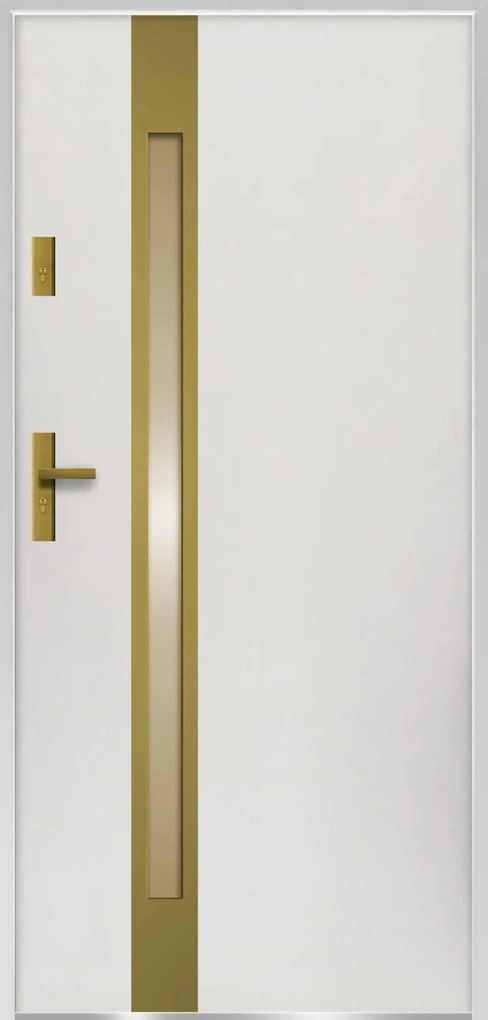 O.K. DOORS Ocelové vchodové dveře TEMIDAS INOX GOLD P55 bílé 90 P