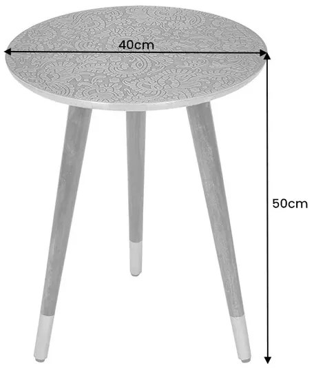Designový odkládací stolek Hadelinde 50 cm antik stříbrný