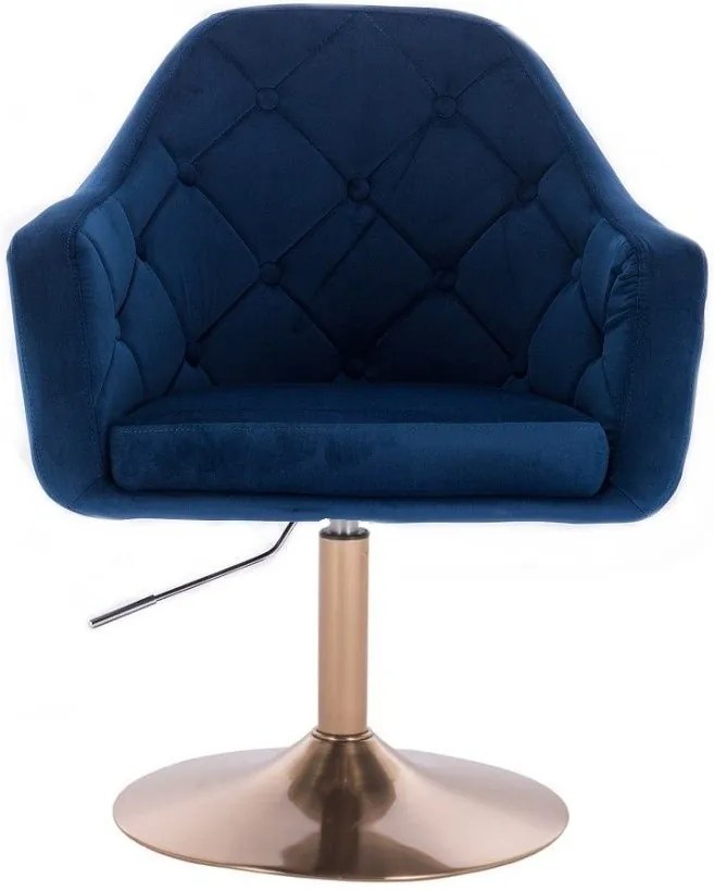 LuxuryForm DESIGN Otočné křeslo ANDORA VELUR na zlatém talíři - modré