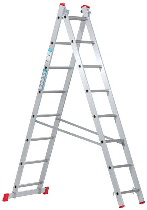 Hliníkový dvoudílný výsuvný žebřík VENBOS HOBBY, 2x8 příček, 3,38 m