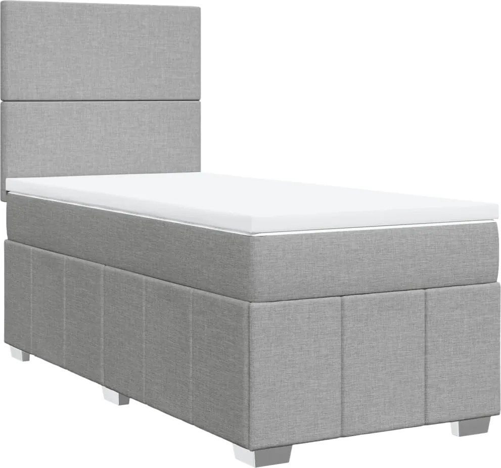 Box spring postel s matrací světle šedý 100 x 200 cm textil 3291572