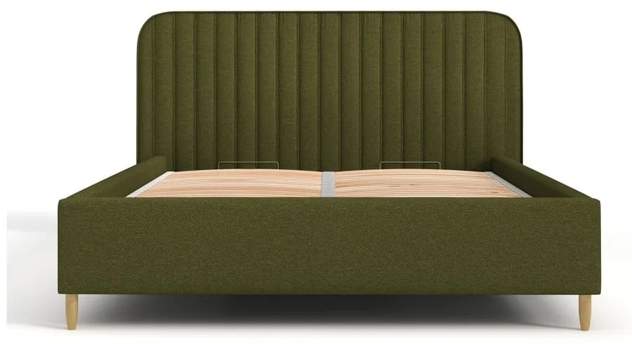 Zelená čalouněná dvoulůžková postel s úložným prostorem s roštem 180x200 cm Noto - II. jakost – Maison de Rêve