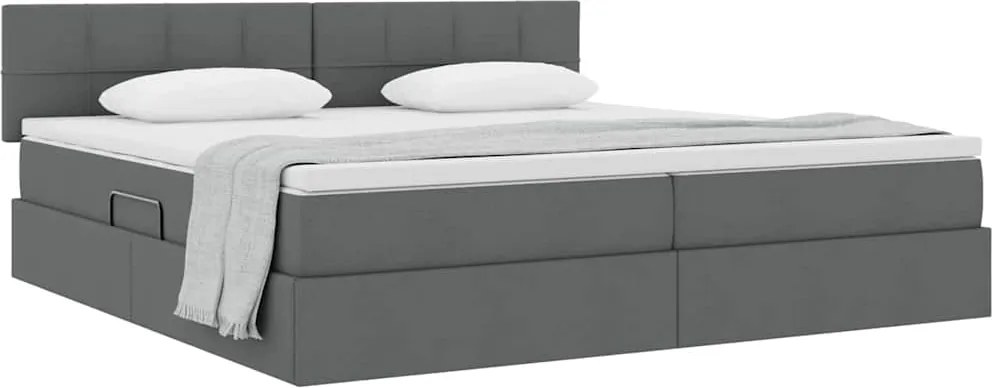Postel s úložným prostorem a matrací Tmavě šedá 200 x 200 cm 3370531