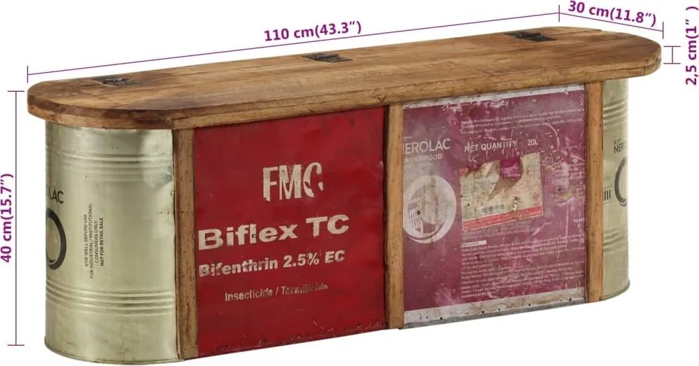 vidaXL Úložná lavice/příborník 120x30x40 cm masivní recyklované dřevo [352782]