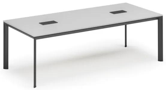 Stůl INVITATION 2400 x 1200 x 740, bílá + 2x stolní zásuvka TYP V, černá