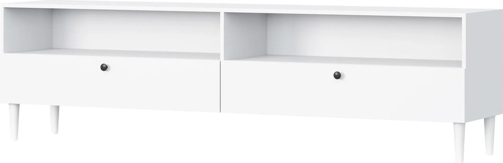 TV stolek s policí a skříňkami DULLUM 200x58cm, bílý