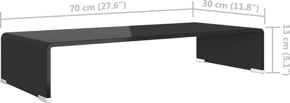 vidaXL TV stolek / podstavec na monitor sklo 70 x 30 x 13 cm [244136] Barva: Černá