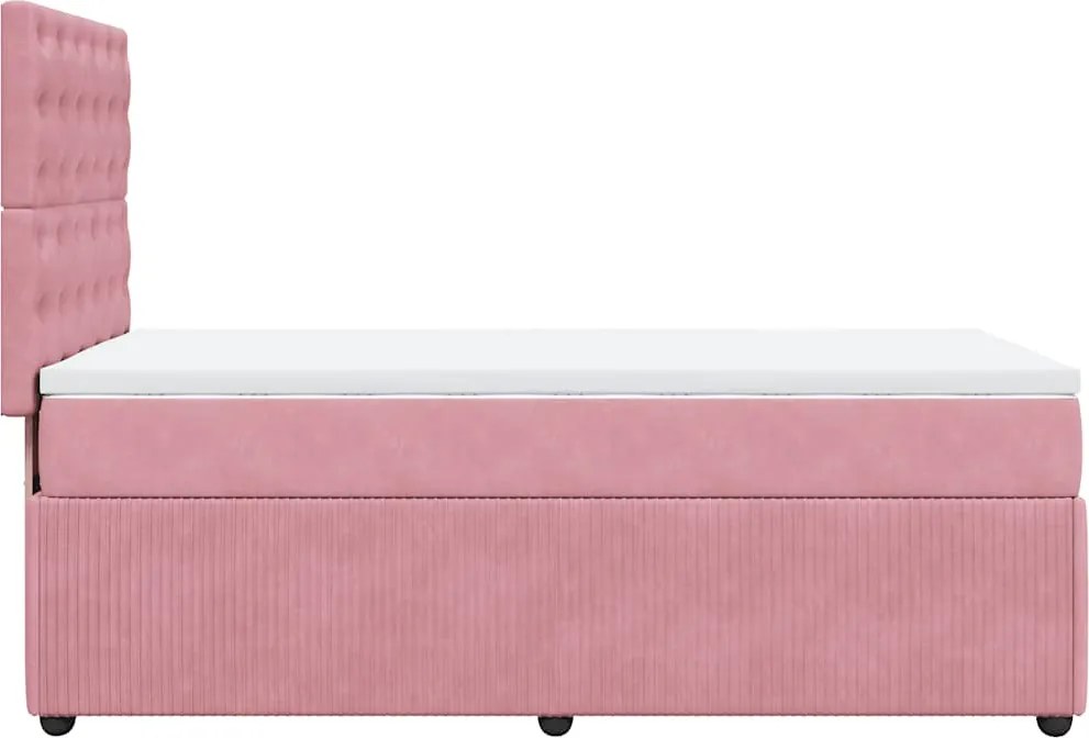 Box spring postel s matrací růžová 80 x 200 cm samet 3292207
