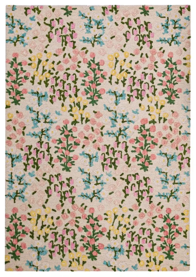 Krémový ručně tkaný vlněný koberec 120x170 cm Emilia Floral – Flair Rugs