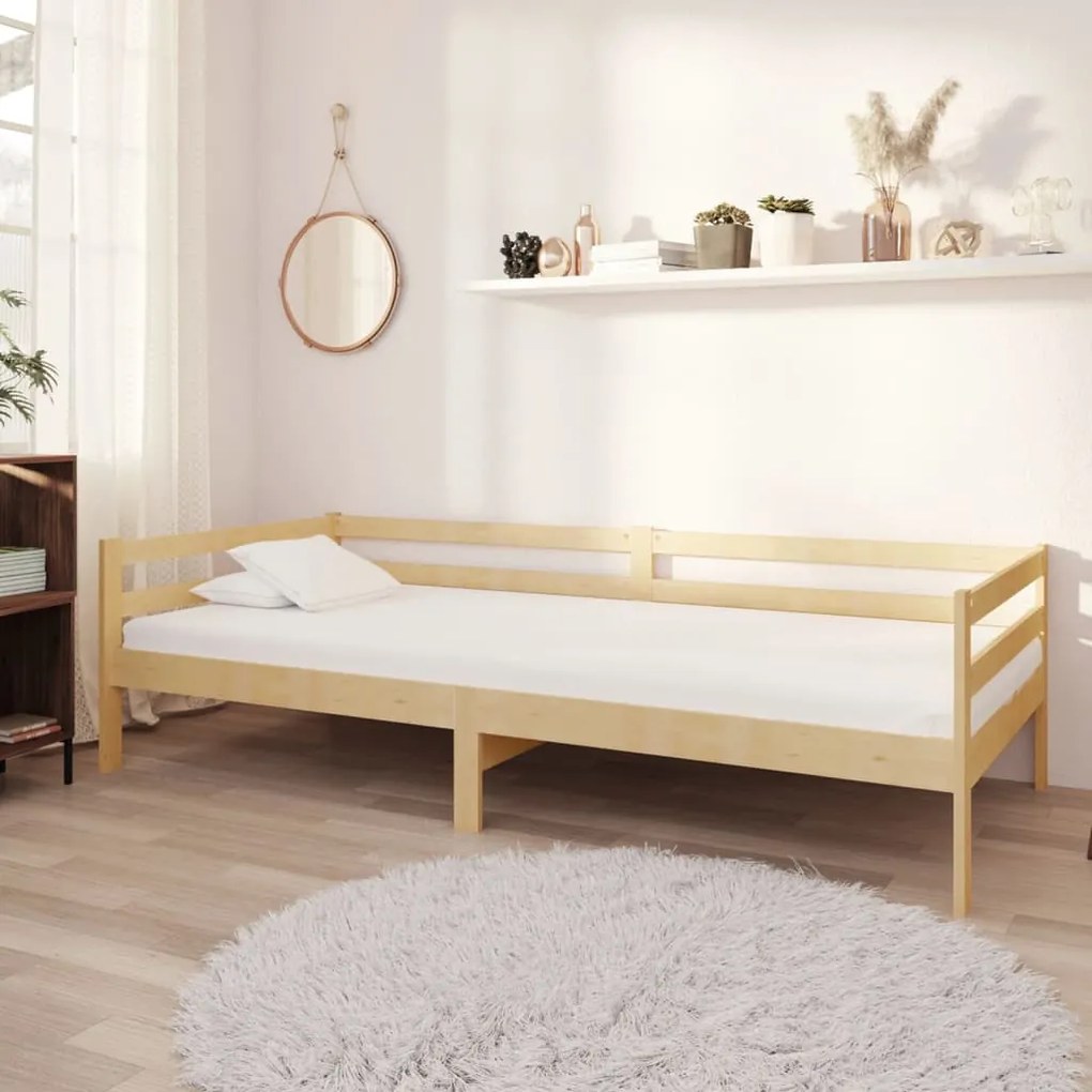 Válenda s matrací 90 x 200 cm masivní borové dřevo 3083564