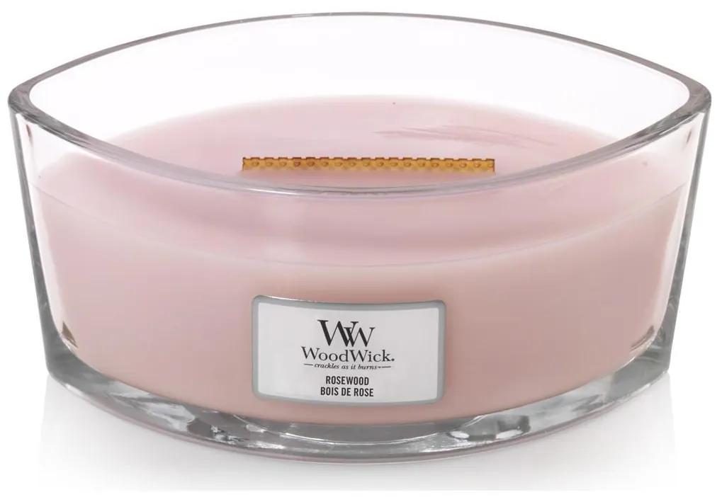 WoodWick Vonná svíčka WoodWick - Rosewood 454 g, růžová barva, sklo, dřevo