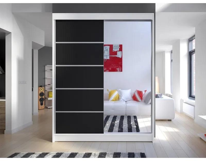 Šatní skříň Belgia III, Barva: bílá + sonoma + zrcadlo, Osvětlení: bez osvětlení