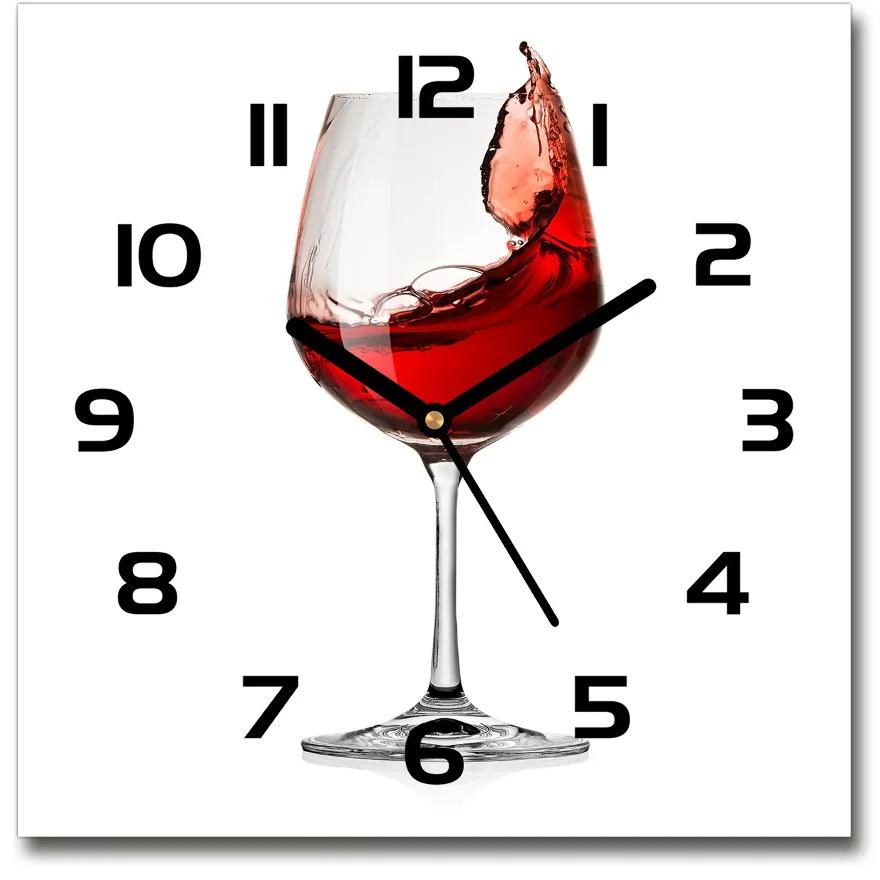Wallmuralia Skleněné hodiny čtverec Červené víno 30x30 cm