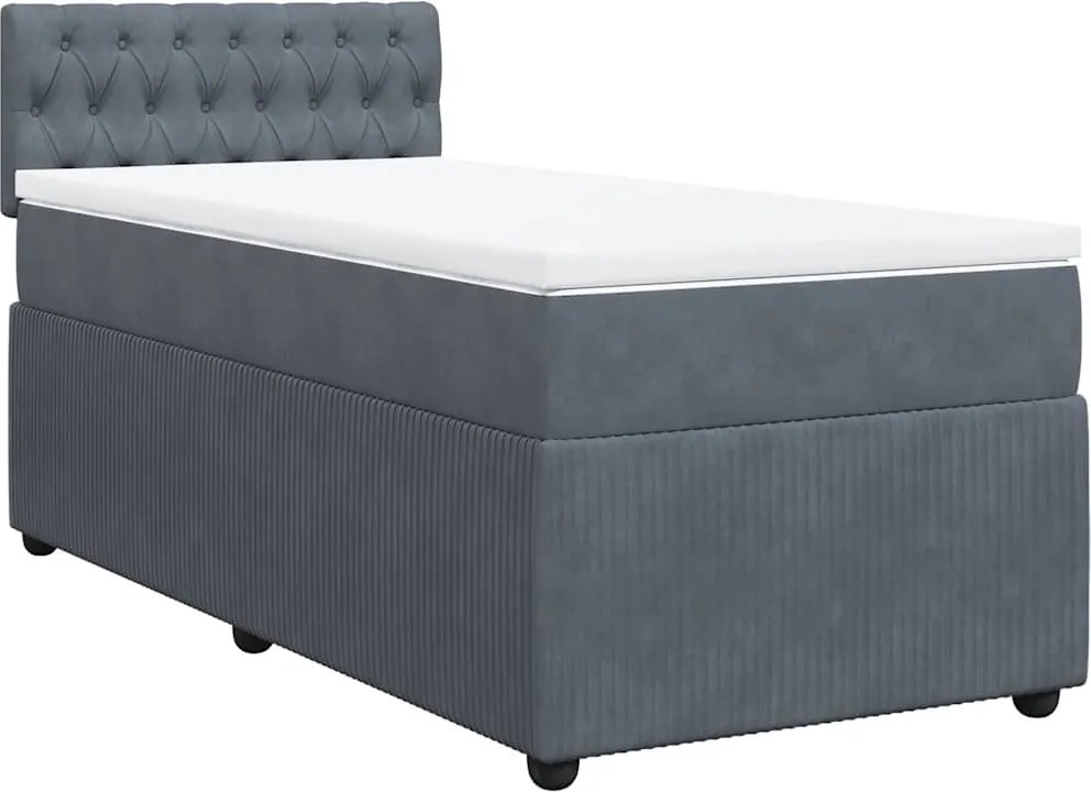 Box spring postel s matrací tmavě šedá 100x200 cm samet 3289969