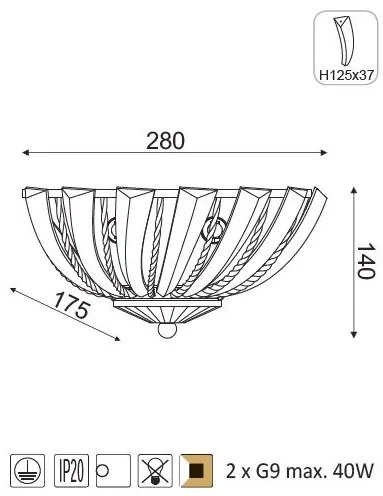 ACA DECOR Nástěnné svítidlo LUCA max. 2x40W/G9/230V/IP20